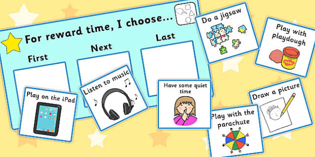 'For Reward Time I Choose...' Choice Board - reward, time, I