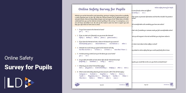 Online Safety Questionnaire - IT Resources - Pupils - Twinkl