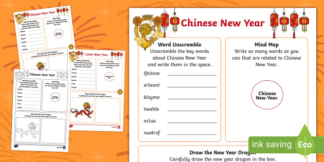 * NEW * Chinese New Year Boredom Buster Worksheet - Twinkl