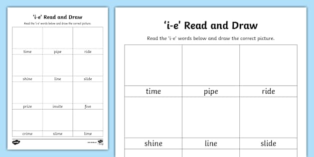 Magic e with 'i-e' Read and Draw Worksheet (teacher made)
