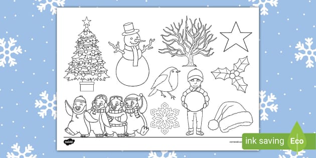 December Doodle Colouring Page (teacher made) - Twinkl