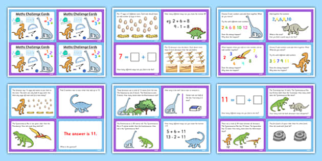 Dinosaur Themed KS1 Maths Challenge Cards (teacher made)
