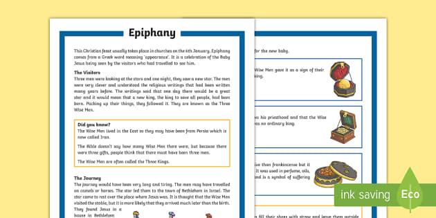 KS2 Epiphany Differentiated Fact File (teacher made)