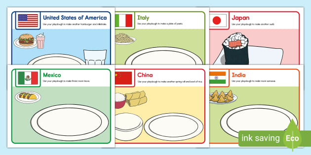 Food Around the World Modeling Dough Mats (teacher made)