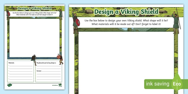 * NEW * Design a Viking Shield Worksheet - Twinkl