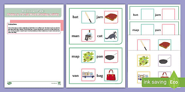 SEND Older Learners - Workstation Pack: Picture to CVC (a) Word Matching