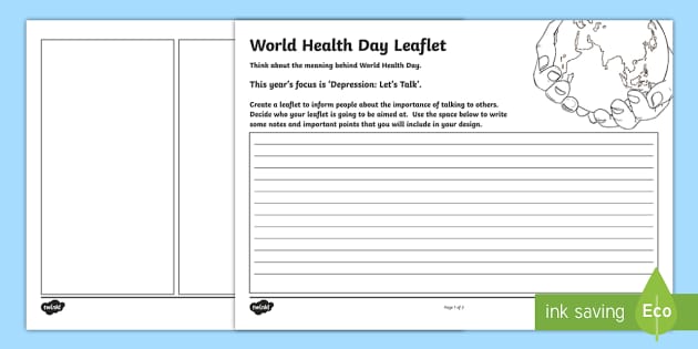 World Health Day Design a Leaflet Worksheet / Worksheet