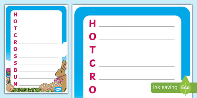 Hot Cross Buns Acrostic Poem Template - Easter - Twinkl