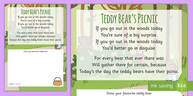 Teddy Bear's Picnic Rhyme Worksheet - teddy bears picnic, rhyme