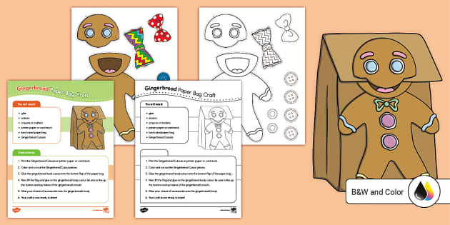 Gingerbread Paper Bag Craft (teacher made) - Twinkl