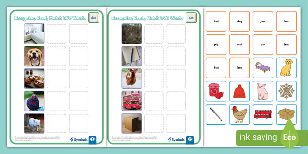 Twinkl Symbols: Recognise, Read, Match CVC Words - Twinkl