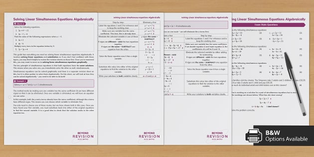 👉 Solving Linear Simultaneous Equations - Revision 👉 Solving Linear Simultaneous Equations - Revision