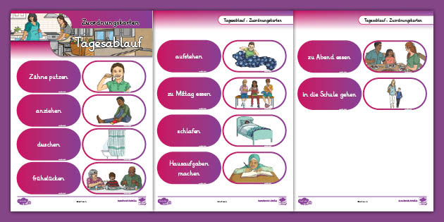 Tagesablauf - Zuordnungskarten (teacher made) - Twinkl