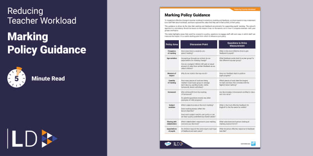 Reducing Teacher Workload: Marking Policy Guidance