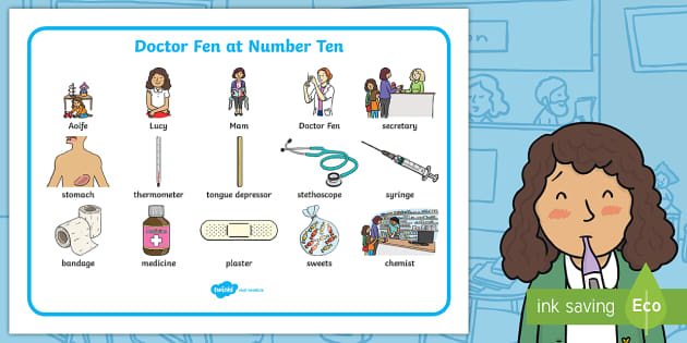 Exploring My World Aistear - Doctor Fen at Number Ten Story Word Mat