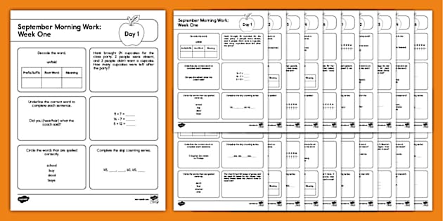 Second Grade September Morning Work Bundle - Twinkl