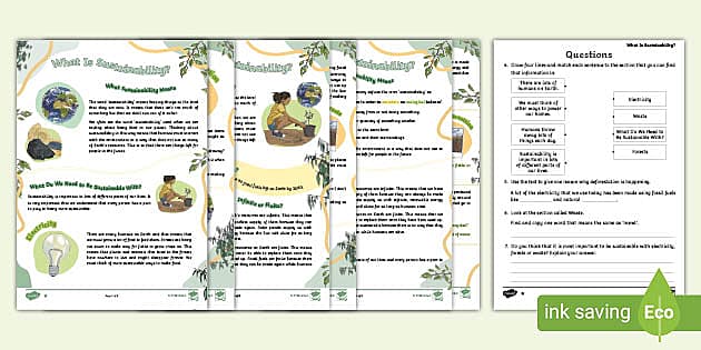 LKS2 What Is Sustainability? Differentiated Reading Activity