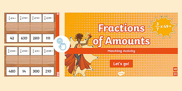 FREE! - 👉 Fractions of amounts interactive maths matching game