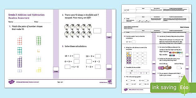 Grade 2 Addition And Subtraction Baseline Assessment grade-2-addition-and-subtraction-baseline-assessment