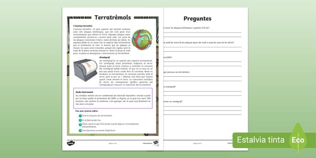 Comprensió lectora: Terratrèmols - Català (Teacher-Made) Comprensió lectora: Terratrèmols - Català (Teacher-Made)