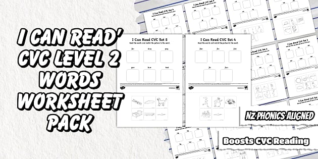 'I Can Read' CVC Level 2 Words Worksheet Pack