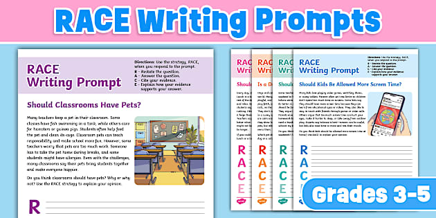 RACE Writing Prompt Worksheets for 3rd-5th Grade