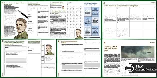 'Dulce et Decorum Est' by Wilfred Owen Lesson Pack - Twinkl