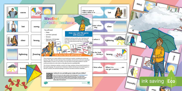 Weather Matching Dominoes Game for Learners of EAL - Twinkl Weather Matching Dominoes Game for Learners of EAL - Twinkl