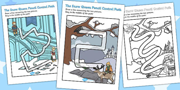 The Snow Queen Pencil Control Path Worksheets (teacher made)