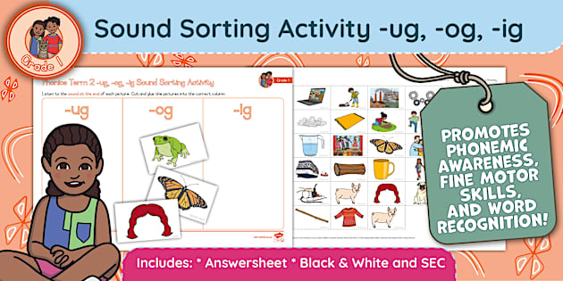 Grade 1 Phonics - Term 2 - Sound Sorting Activity -ug, -og, -ig (CAPS ...