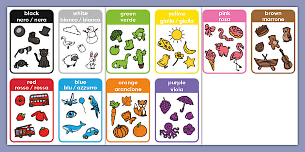 Let's Name the Colours! Bilingual Italian/English Flashcards