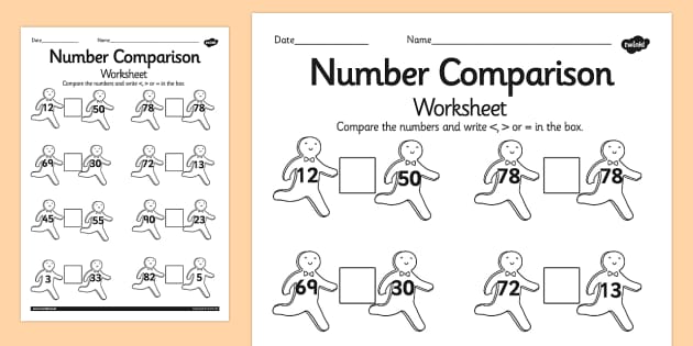 The Gingerbread Man Number Comparison Worksheet - gingerbread man
