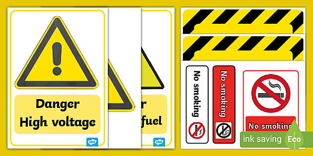 Mechanics/Garage Role Play Warning Signs (teacher made)