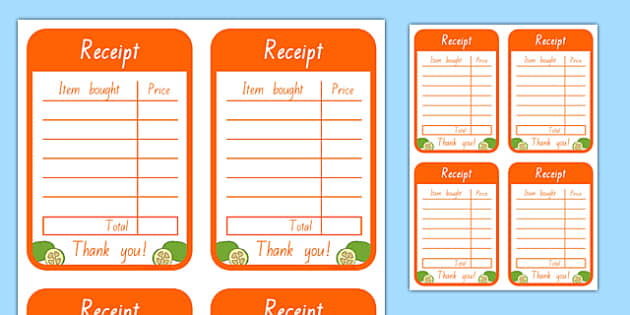 New Zealand Fruit Shop Role Play Receipt (teacher made)