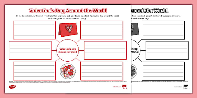 Valentine's Day Around the World Mind Map - Twinkl