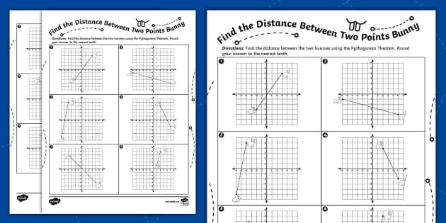 Eighth Grade Find the Distance Between Two Points Bunny Activity