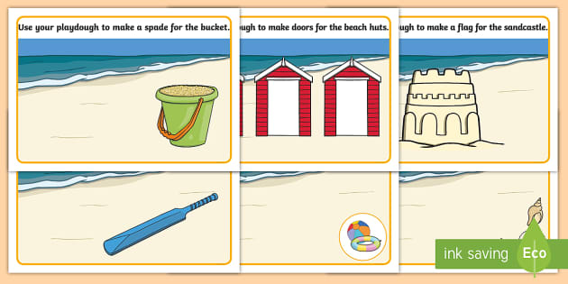 Seaside Playdough Mats (teacher made) - Twinkl