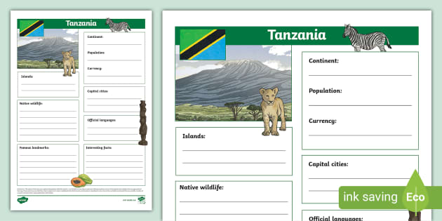 Tanzania Fact File Template (teacher made) - Twinkl