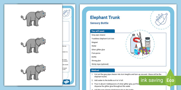 Elephant Trunk Sensory Bottle (teacher made) - Twinkl