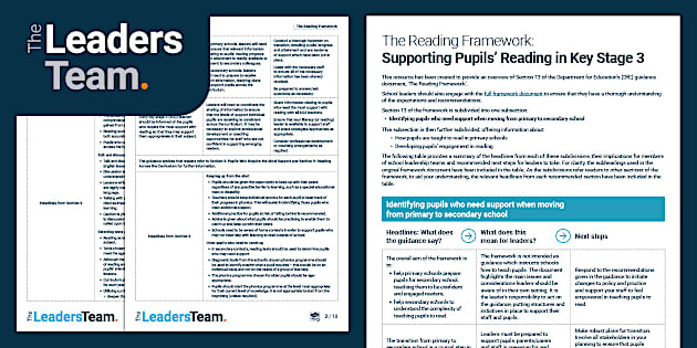 The Reading Framework: Supporting Pupils' Reading in KS3