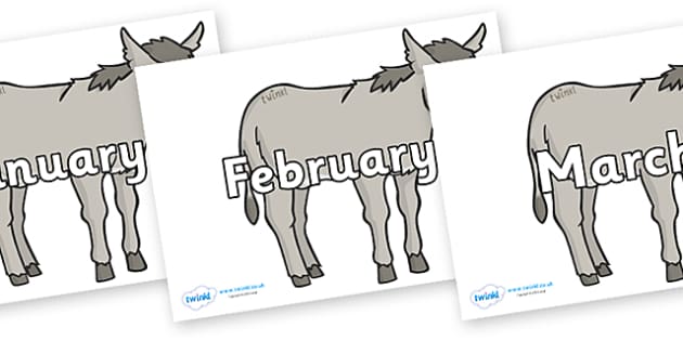 Months of the Year on Donkeys (teacher made) - Twinkl