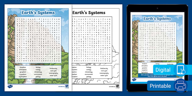 Earth Systems Word Search for 6th-8th Grade - Twinkl