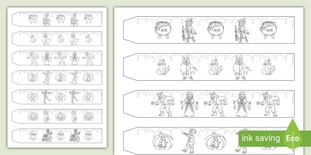 Halloween Paper Chain Colouring, Halloween Decorations
