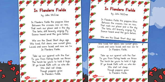 Remembrance Day Poem In Flanders Fields A3 Poster - australia