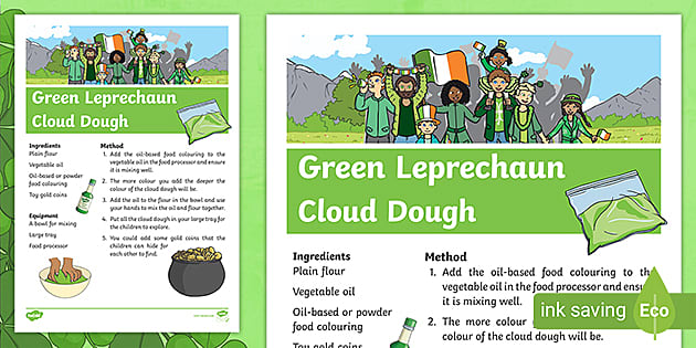 St. Patrick's Day Green Leprechaun Cloud Dough Recipe