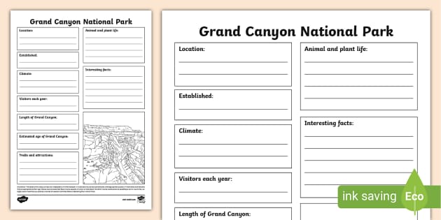 Grand Canyon National Park Fact File Template - Twinkl