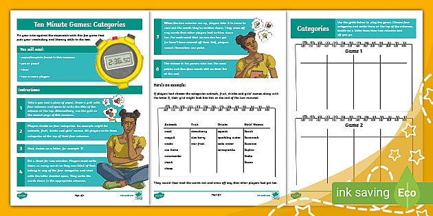 10 Minute Games: Categories (teacher made) - Twinkl