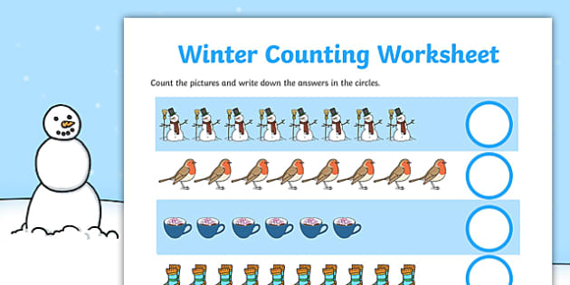 Winter Counting Sheet Up to 20 (Teacher-Made) - Twinkl
