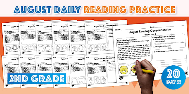 August Second Grade Daily Reading Comprehension Mats