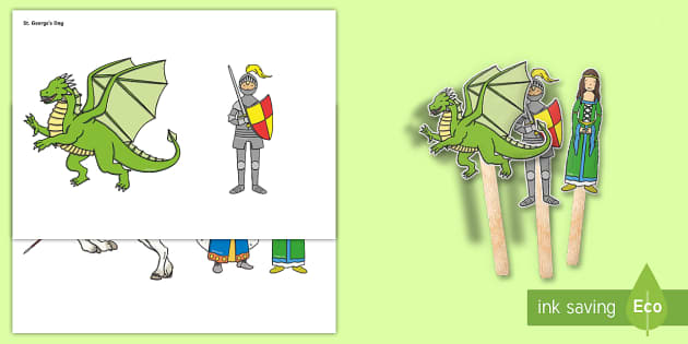 St. George's Day Stick Puppets | Saint George - Twinkl
